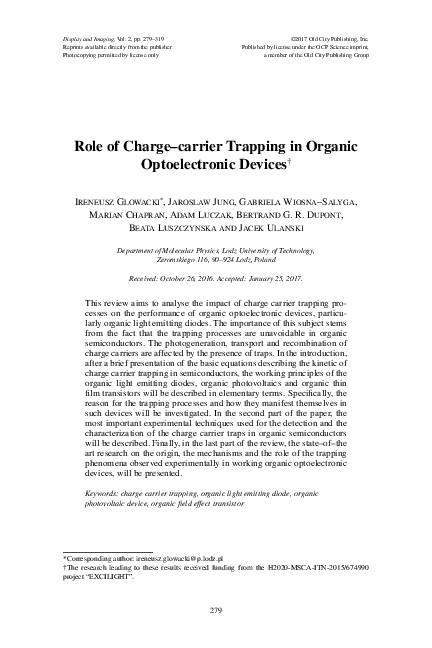 (PDF) Role of Charge – carrier Trapping in Organic Optoelectronic Devices (PDF) Role of Charge – carrier Trapping in Organic Optoelectronic Devices
