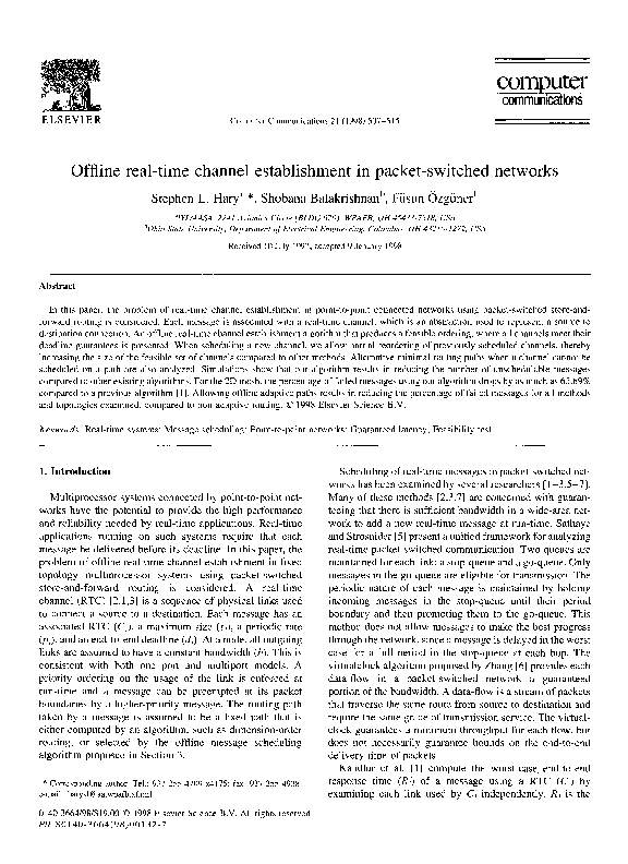 (PDF) Offline real-time channel establishment in packet-switched networks