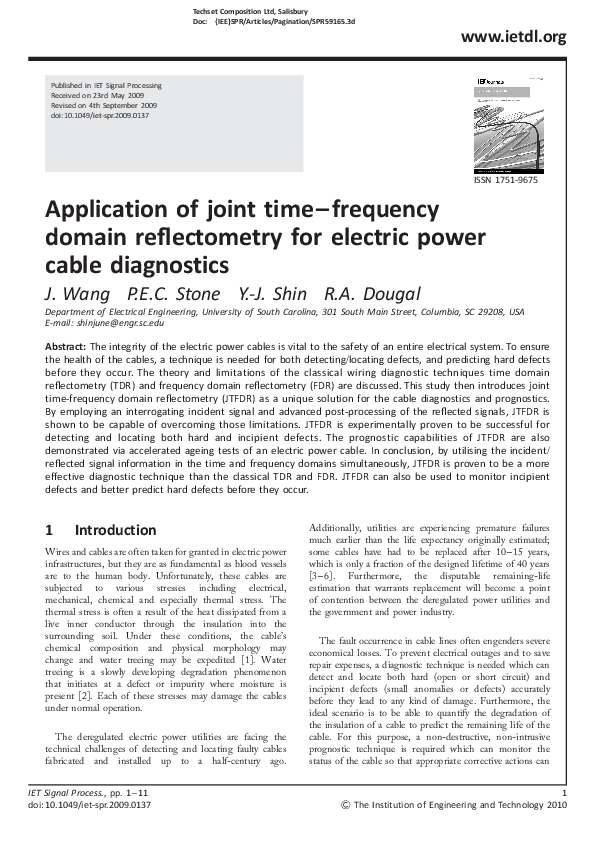 (PDF) Application of joint time–frequency domain reflectometry for ...