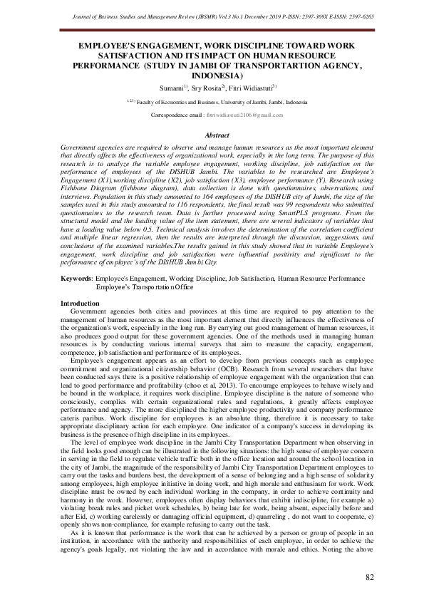 (PDF) Employee's Engagement, Work Discipline Toward Work Satisfaction ...