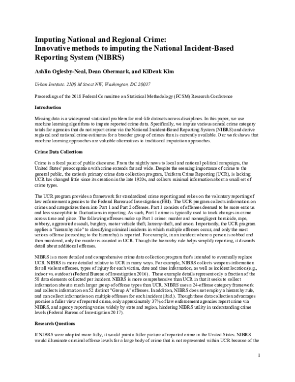 (PDF) Imputing National and Regional Crime: Innovative methods to ...