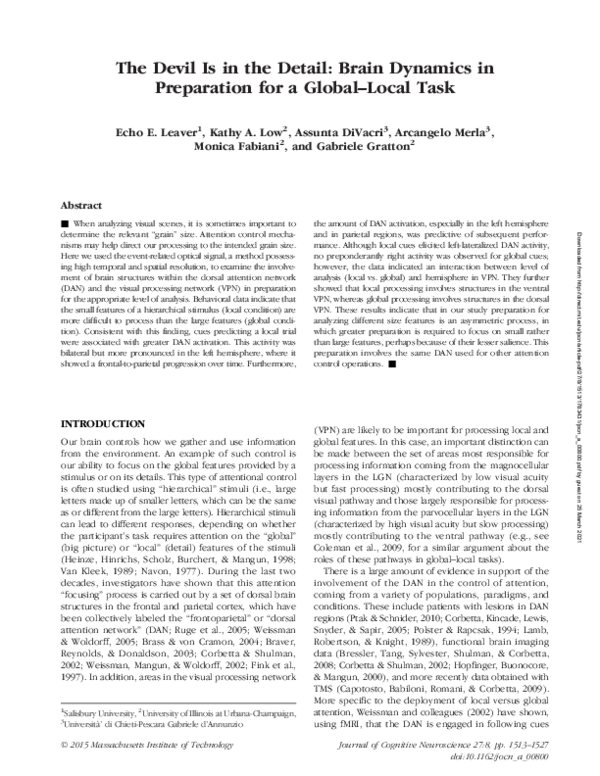 (PDF) The Devil Is in the Detail: Brain Dynamics in Preparation for a ...