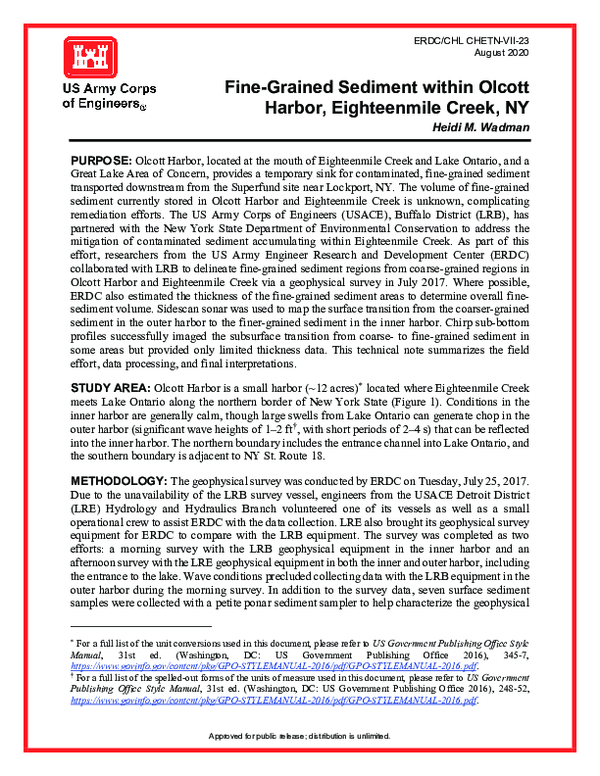 (PDF) Fine-grained sediment within Olcott Harbor, Eighteenmile Creek ...