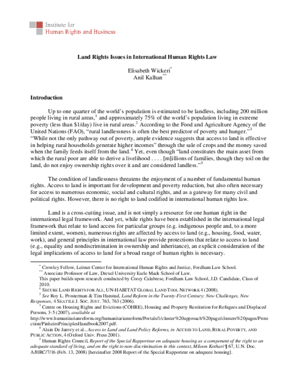 (PDF) Land Rights Issues in International Human Rights Law