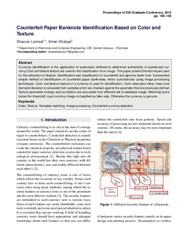 (PDF) Banknote Identification Based on Color and Texture