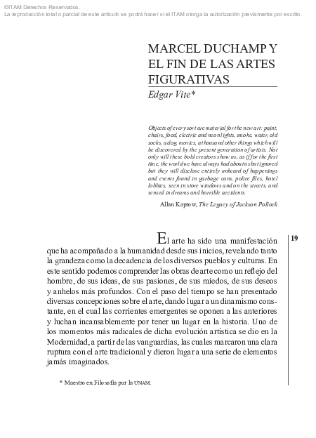 (PDF) Marcel Duchamp and the End of Figurative Art