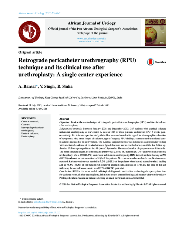 (PDF) Retrograde pericatheter urethrography (RPU) technique and its ...