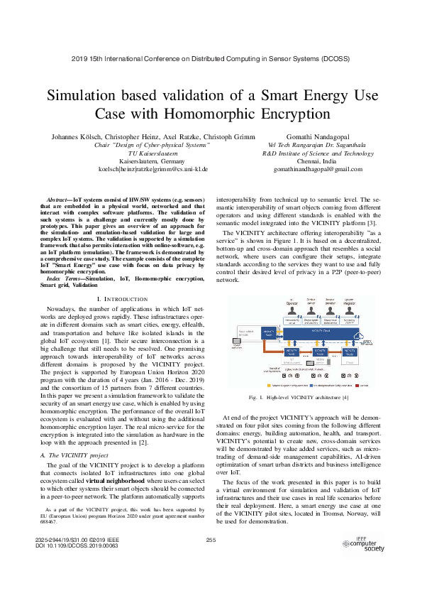 Pdf Simulation Based Validation Of A Smart Energy Use Case With Homomorphic Encryption Drn