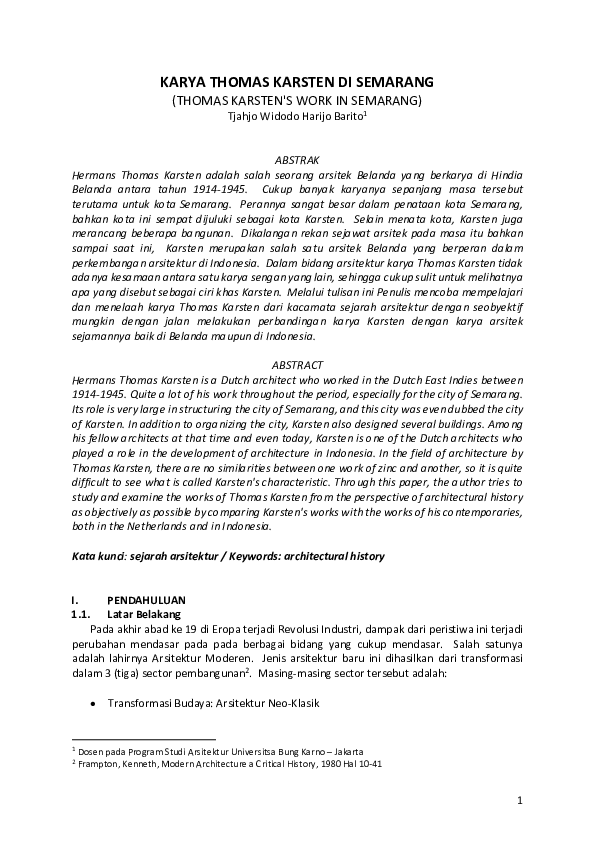 (PDF) KARYA THOMAS KARSTEN DI SEMARANG