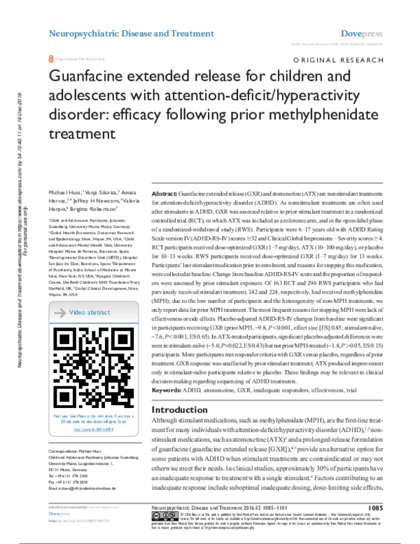 (PDF) Guanfacine extended release for children and adolescents with ...