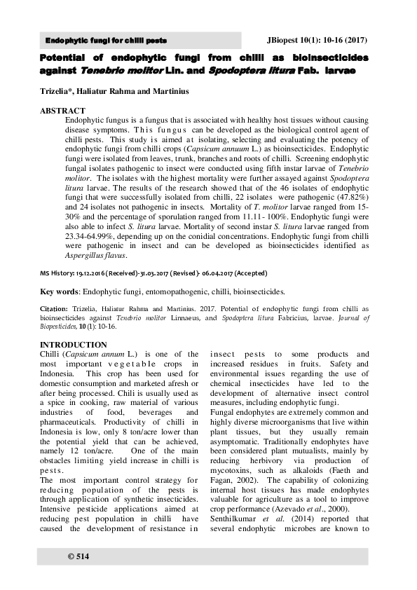 (PDF) Potential of endophytic fungi from chilli as bioinsecticides ...