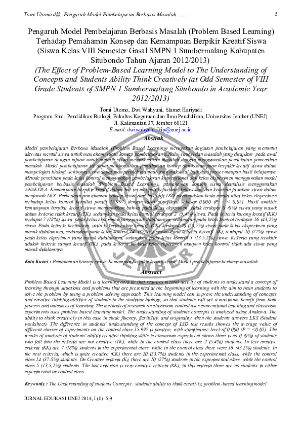 (PDF) The Effect of Problem-Based Learning Model to The Understanding ...