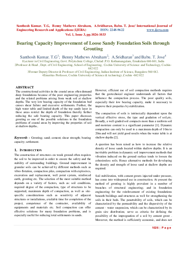 (PDF) Bearing capacity improvement of loose sandy foundation soils ...