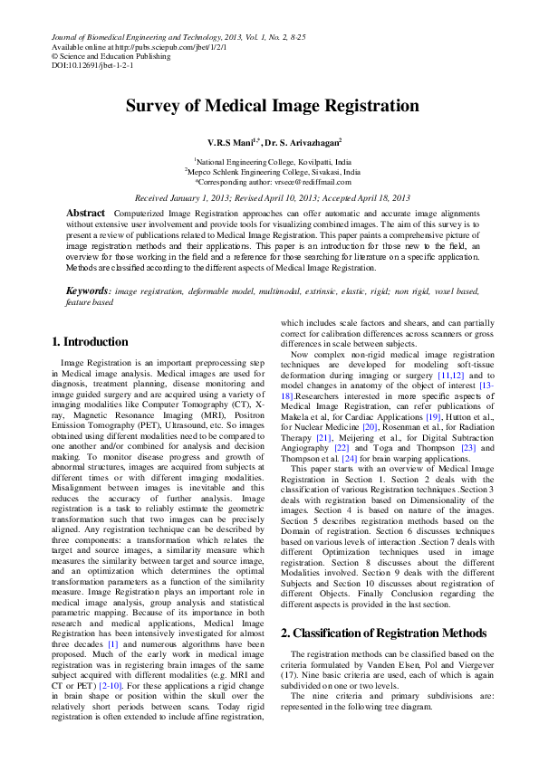 (PDF) Survey of Medical Image Registration