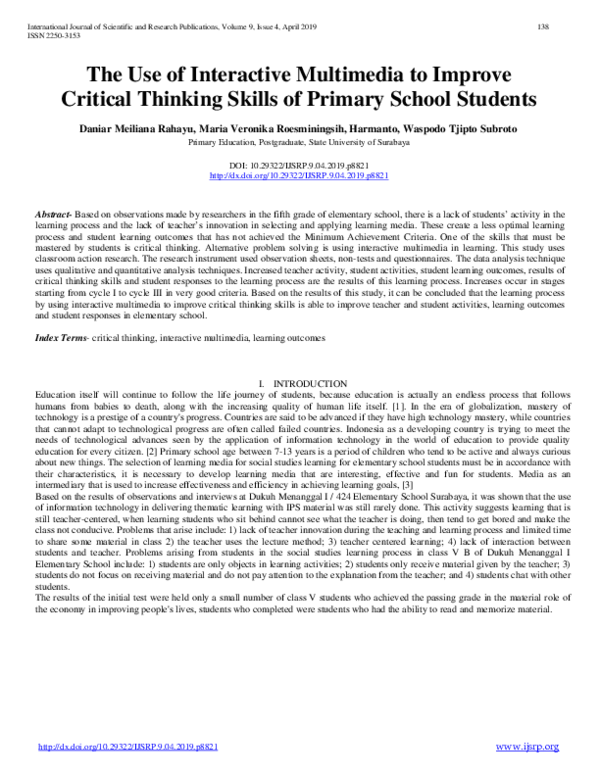 (PDF) The Use of Interactive Multimedia to Improve Critical Thinking ...