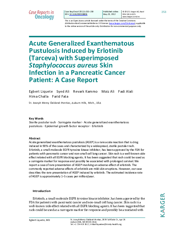 (PDF) Acute Generalized Exanthematous Pustulosis Induced by Erlotinib ...