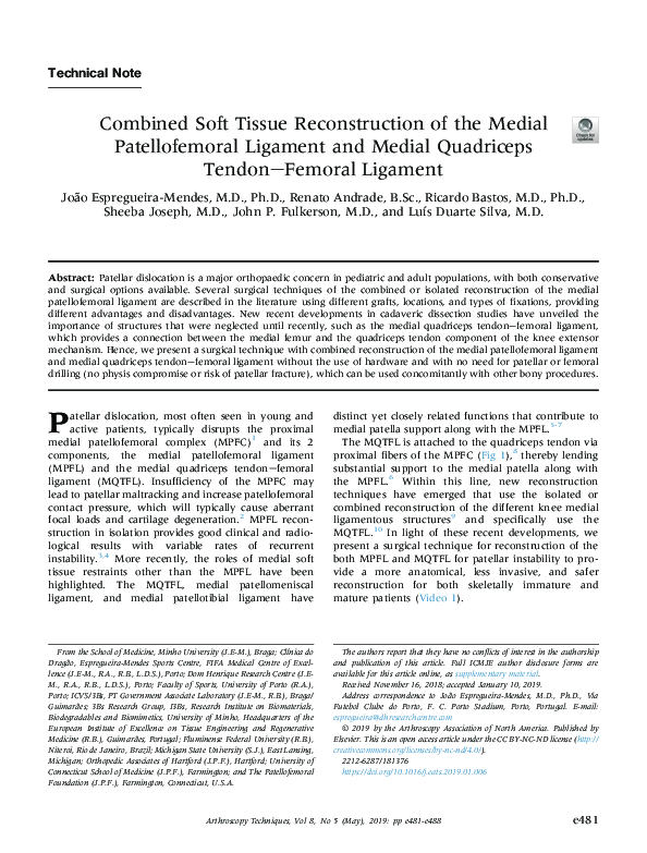 (PDF) Combined Soft Tissue Reconstruction of the Medial Patellofemoral ...