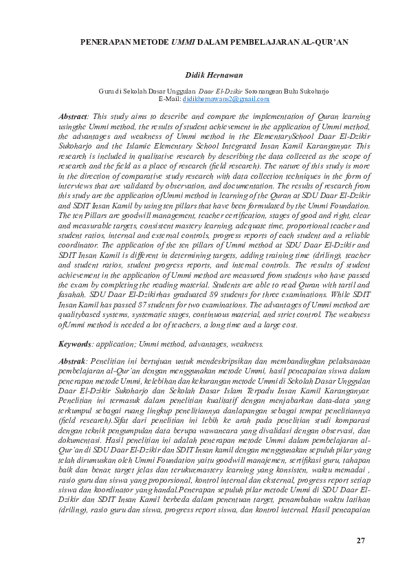 (PDF) Penerapan Metode Ummi Dalam Pembelajaran Al-Qur’An