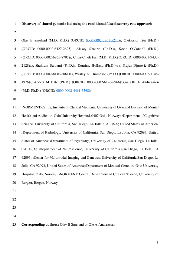 (PDF) Discovery of shared genomic loci using the conditional false ...