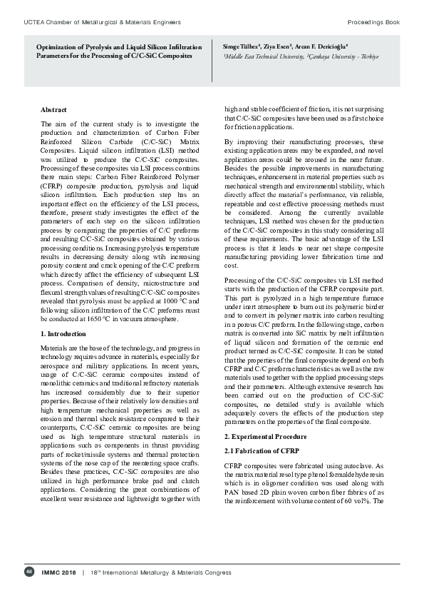 (PDF) Optimization of Pyrolysis and Liquid Silicon Infi ltration ...