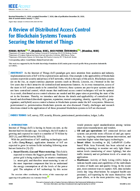 Pdf A Review Of Distributed Access Control For Blockchain Systems Towards Securing The