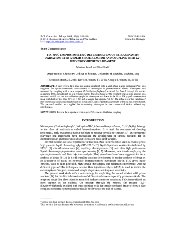 (PDF) FIA-spectrophotometric determination of nitrazepam by oxidation with a solid-phase reactor ...