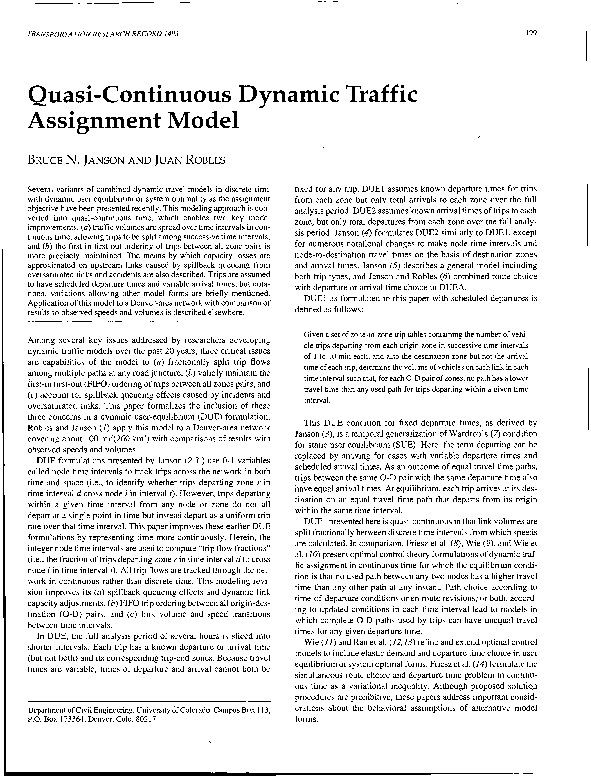 (PDF) Quasi-continuous dynamic traffic assignment model