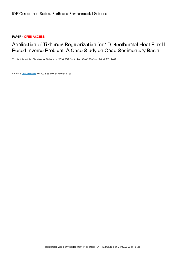 (PDF) Tikhonov Regularization for Geothermal Heat Flux