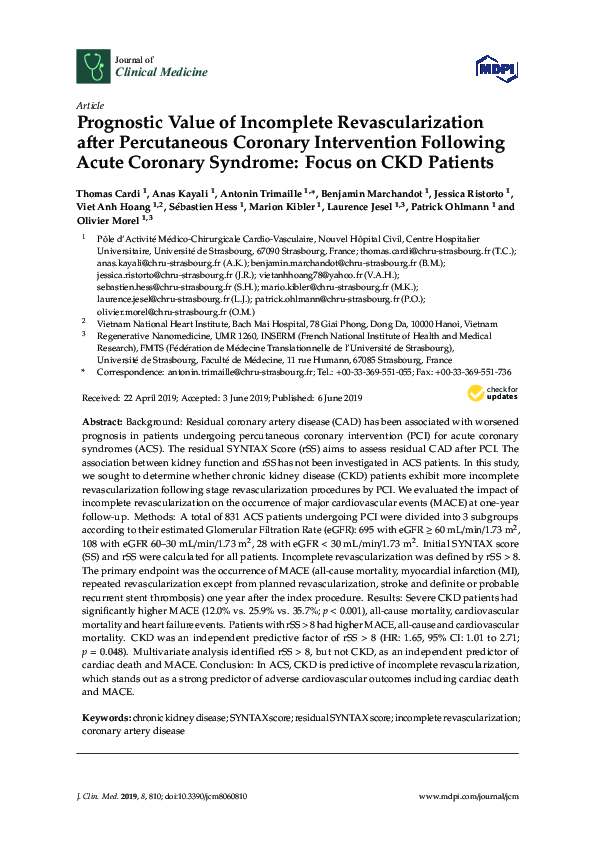 (PDF) Prognostic Value of Incomplete Revascularization after Percutaneous Coronary Intervention ...