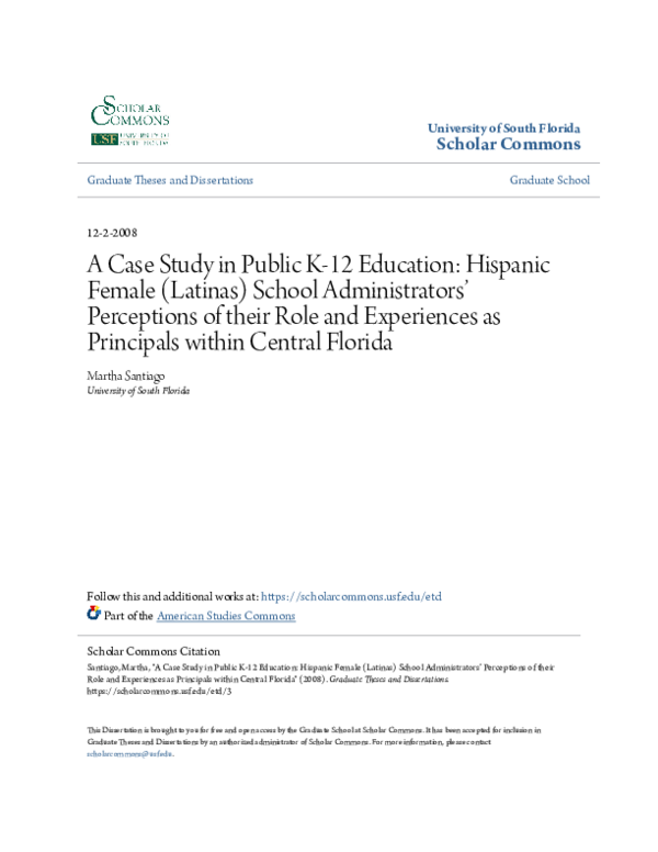 (PDF) A case study in public K-12 education: Hispanic female (Latinas ...
