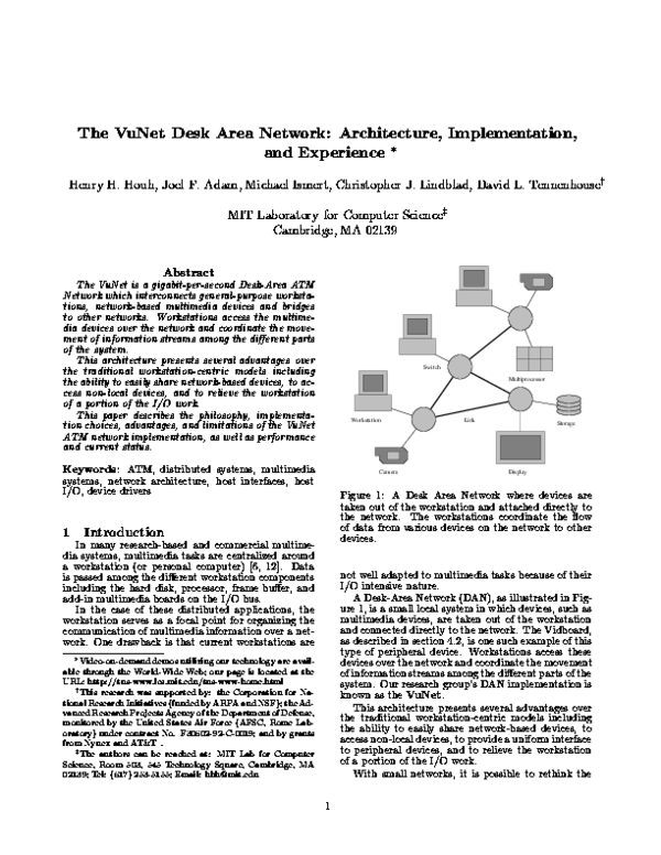 (PDF) The VuNet desk area network: architecture, implementation, and ...