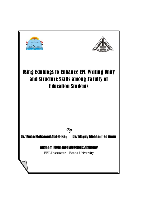 (PDF) Using Edublogs to Enhance EFL Writing Unity and Structure Skills ...