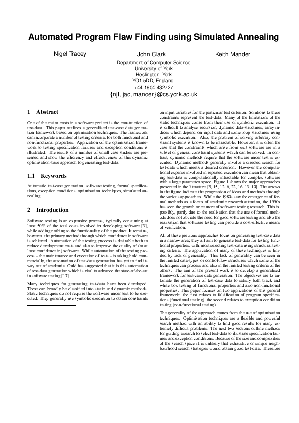 (PDF) Automated program flaw finding using simulated annealing