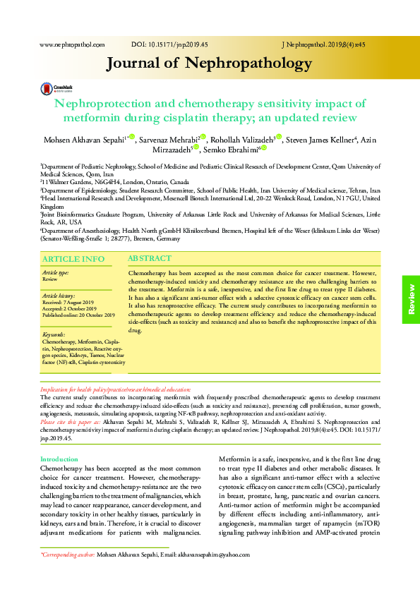 (PDF) Nephroprotection and chemotherapy sensitivity impact of metformin ...
