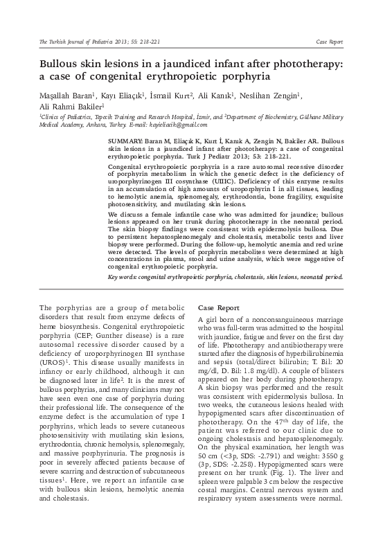 (PDF) Bullous skin lesions in a jaundiced infant after phototherapy: a ...