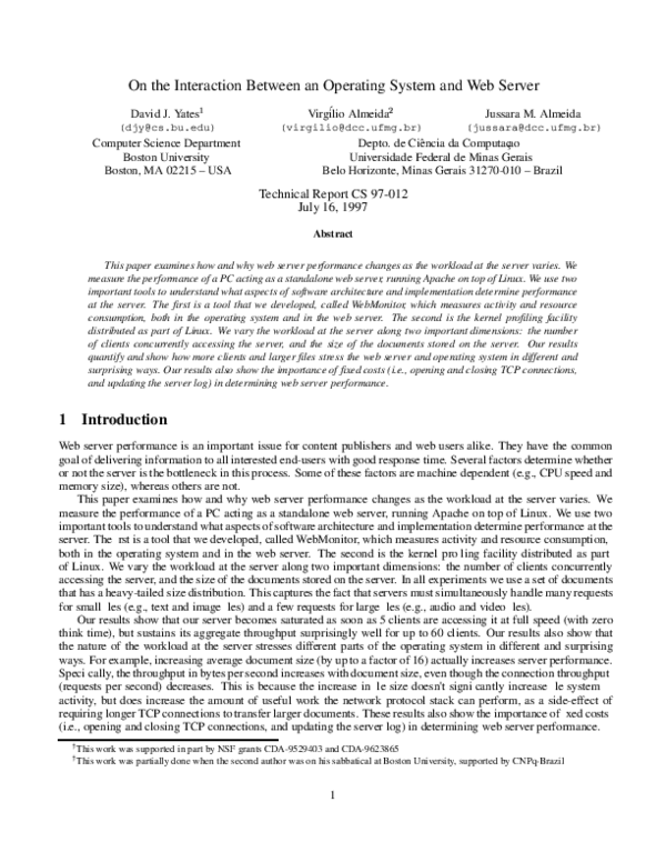 (PDF) On the interaction between an operating system and Web server