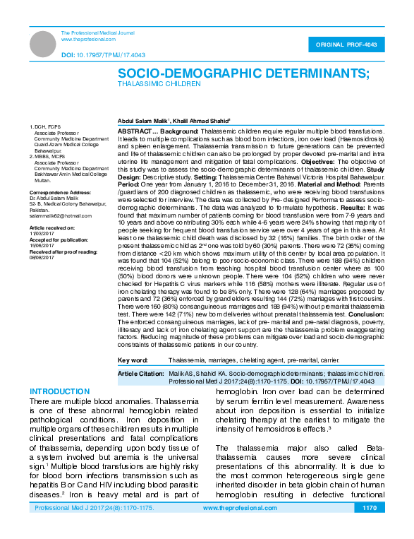 (PDF) Socio-Demographic Determinants