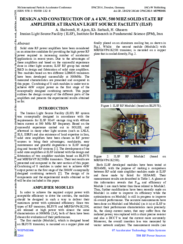 (PDF) Design and Construction of a 4 KW, 500 MHZ Solid State RF ...