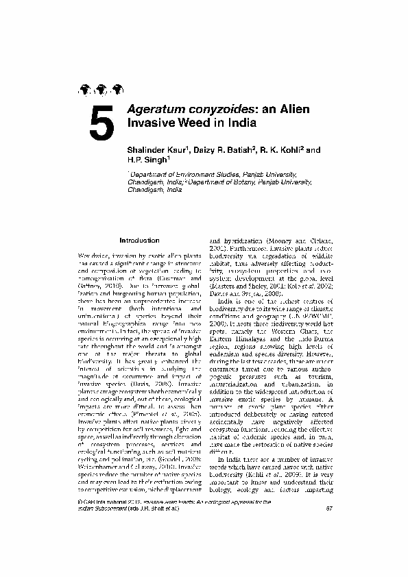 (PDF) Ageratum conyzoides: an alien invasive weed in India