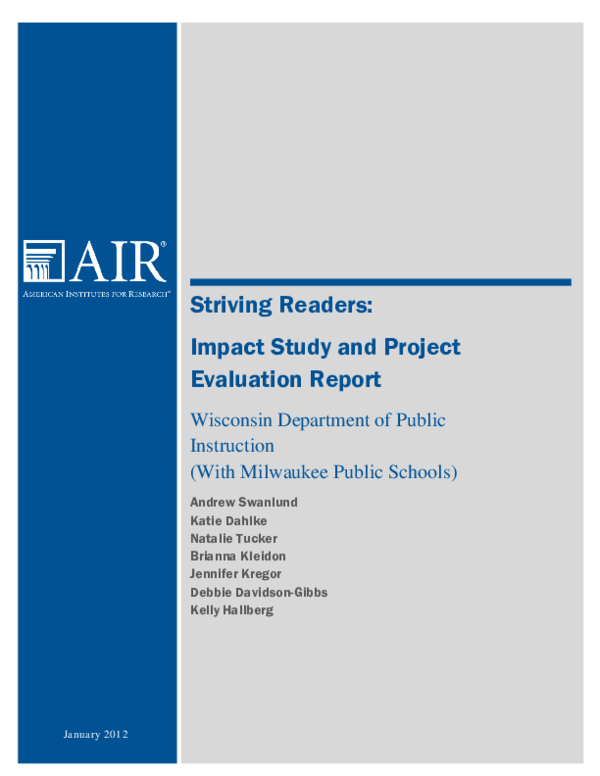 (PDF) Striving Readers: Impact Study and Project Evaluation Report ...