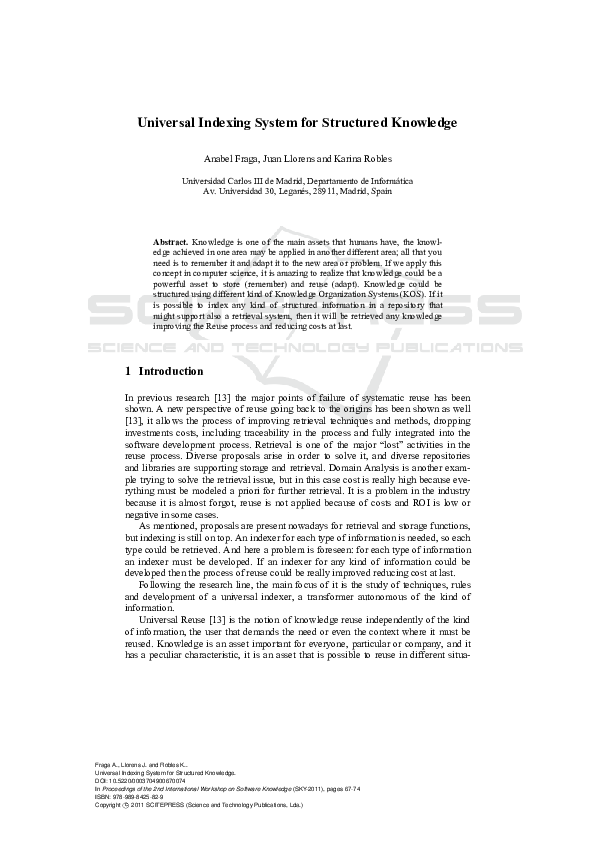 (PDF) Universal Indexing System for Structured Knowledge