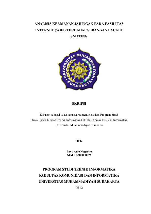 (PDF) Analisis Keamanan Jaringan Pada Fasilitas Internet (Wifi) Terhadap Serangan Packet Sniffing