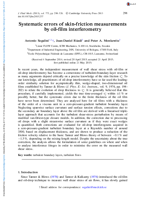 (PDF) Systematic errors of skin-friction measurements by oil-film interferometry