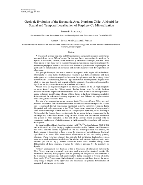 (PDF) Geologic Evolution of the Escondida Area, Northern Chile: A Model ...