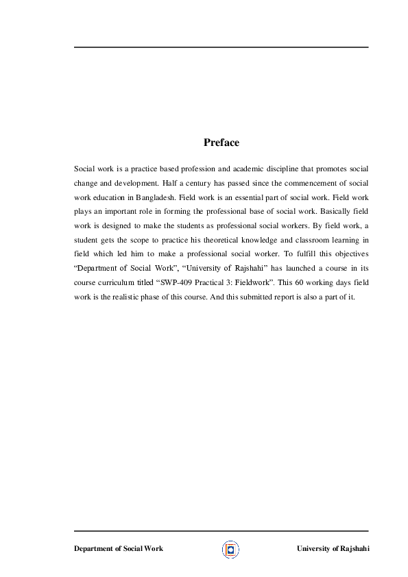 (PDF) Field work report in social work