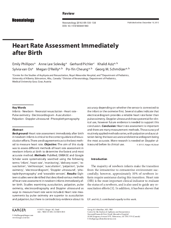 (PDF) Heart Rate Assessment Immediately after Birth