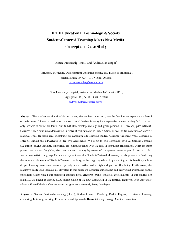 (PDF) 1 IEEE Educational Technology & Society Student-Centered Teaching ...