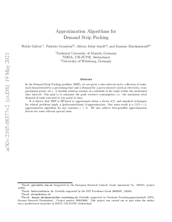 (PDF) Approximation Algorithms for Demand Strip Packing