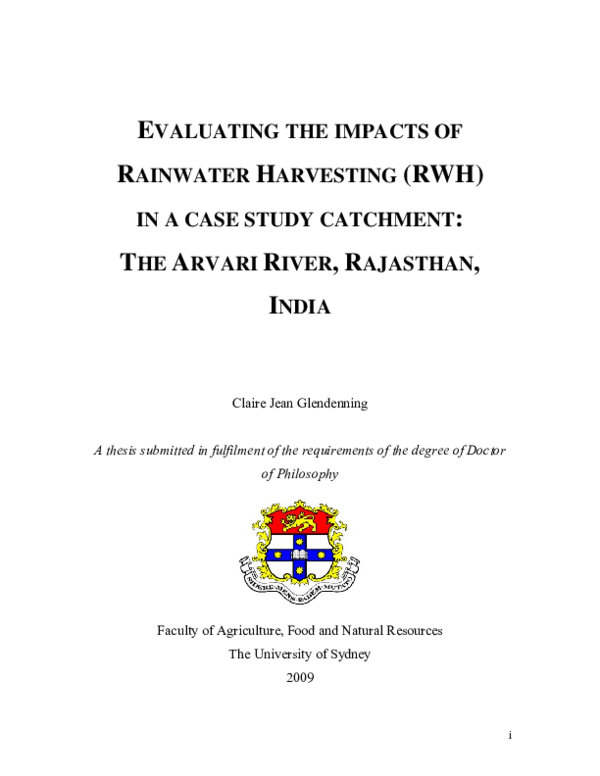 (PDF) Evaluating the impacts of rainwater harvesting (RWH) in a case ...