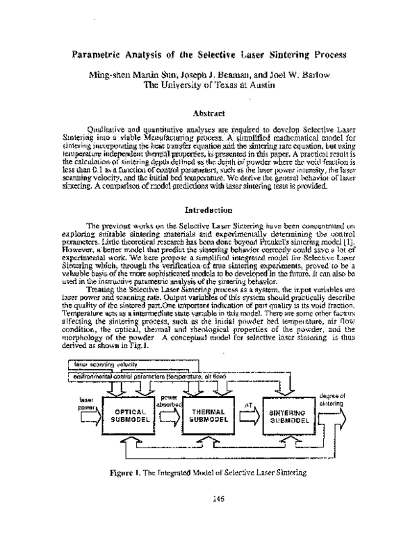 (PDF) Parametric Analysis of the Selective Laser Sintering Process | Joel Barlow - Academia.edu